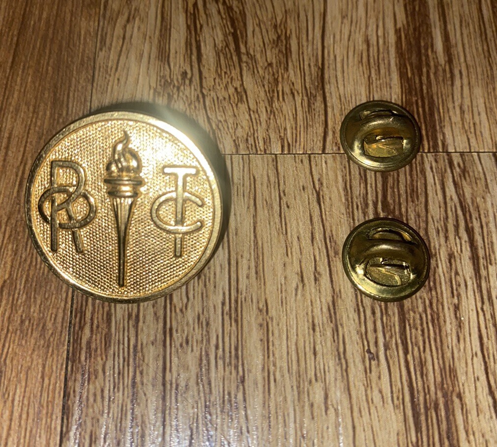 Vintage US Army ROTC Gold Tone Collar Disc Pin Great condition | eBay