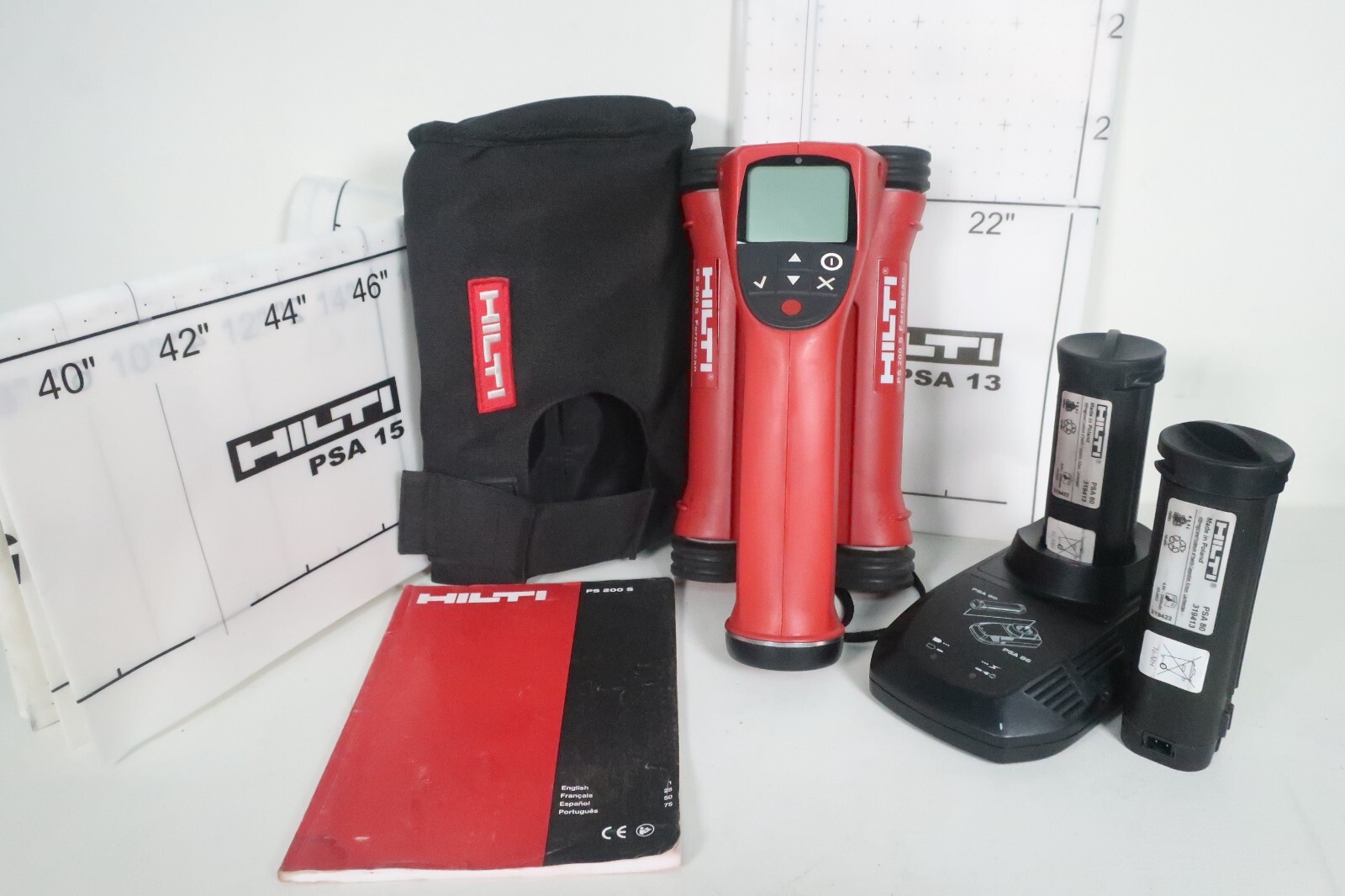 Hilti PS 200 S Ferroscan w/ PSA 80 Batteries and PSA 86 Charger PSA 13 ...