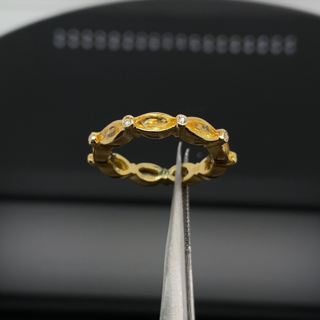 Doris Panos 18k Gold 1.80Ctw Diamond & Yellow Sapphire Eternity Ring ...