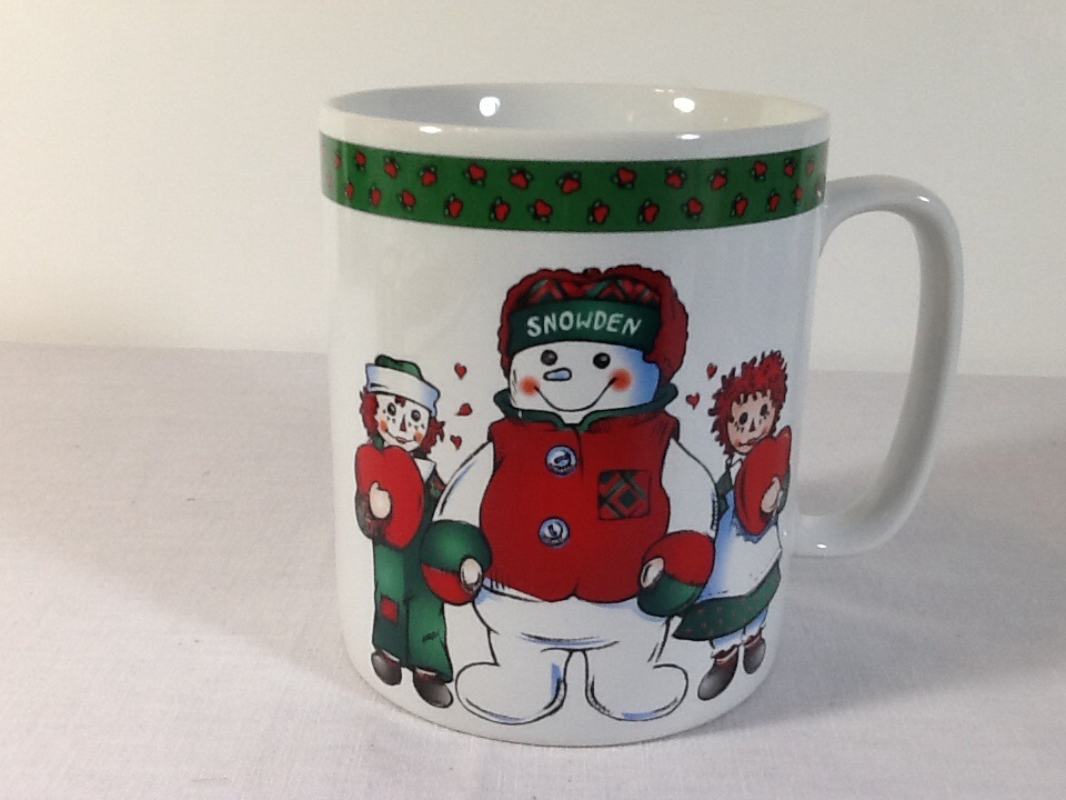 Raggedy Ann & Andy Snowden Mug Coffee Cup Sakura 1998 Snowman Holiday ...