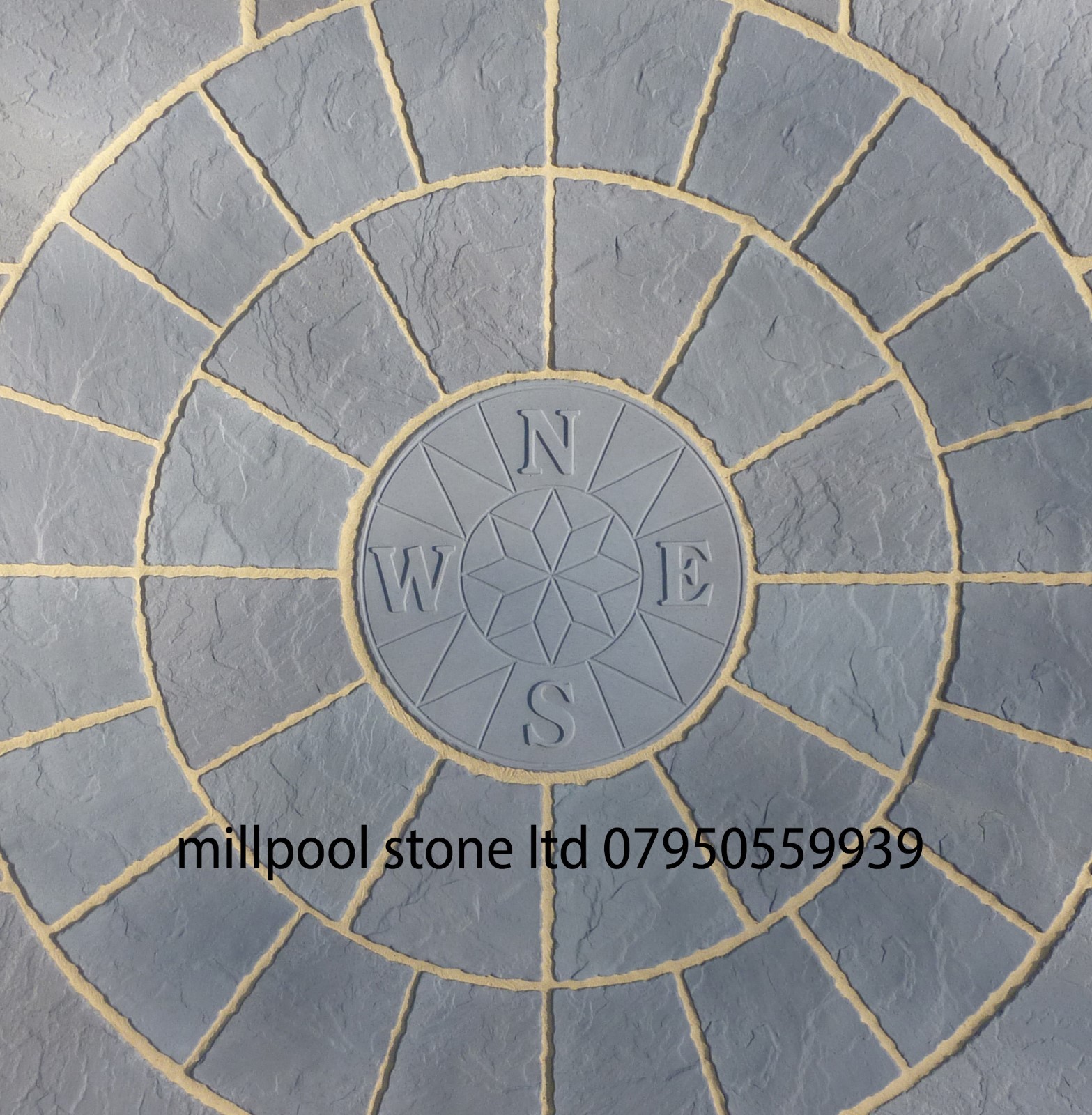 Charcoal Compass Rotunda Circle +sq off paving patio slabs [Delivery ...