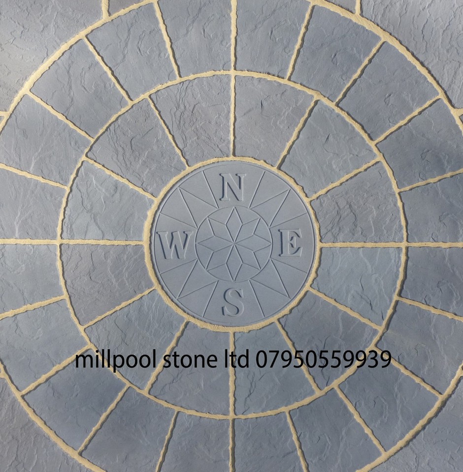 Charcoal Compass Rotunda Circle +sq off paving patio slabs [Delivery ...