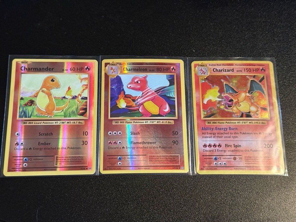 Charmander, Charmeleon, & Reverse Holo Charizard Set XY Evolutions 9-11 ...