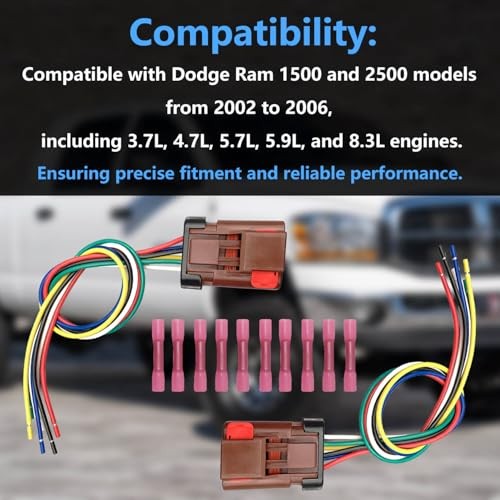 2PCS Tail Light Connector Wiring Pigtail Harness Compatible with Dodge ...