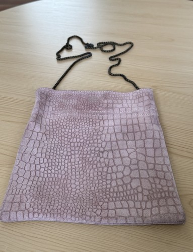 Free People Pink Croc Embossed Suede Crossbody Chain Bag | eBay