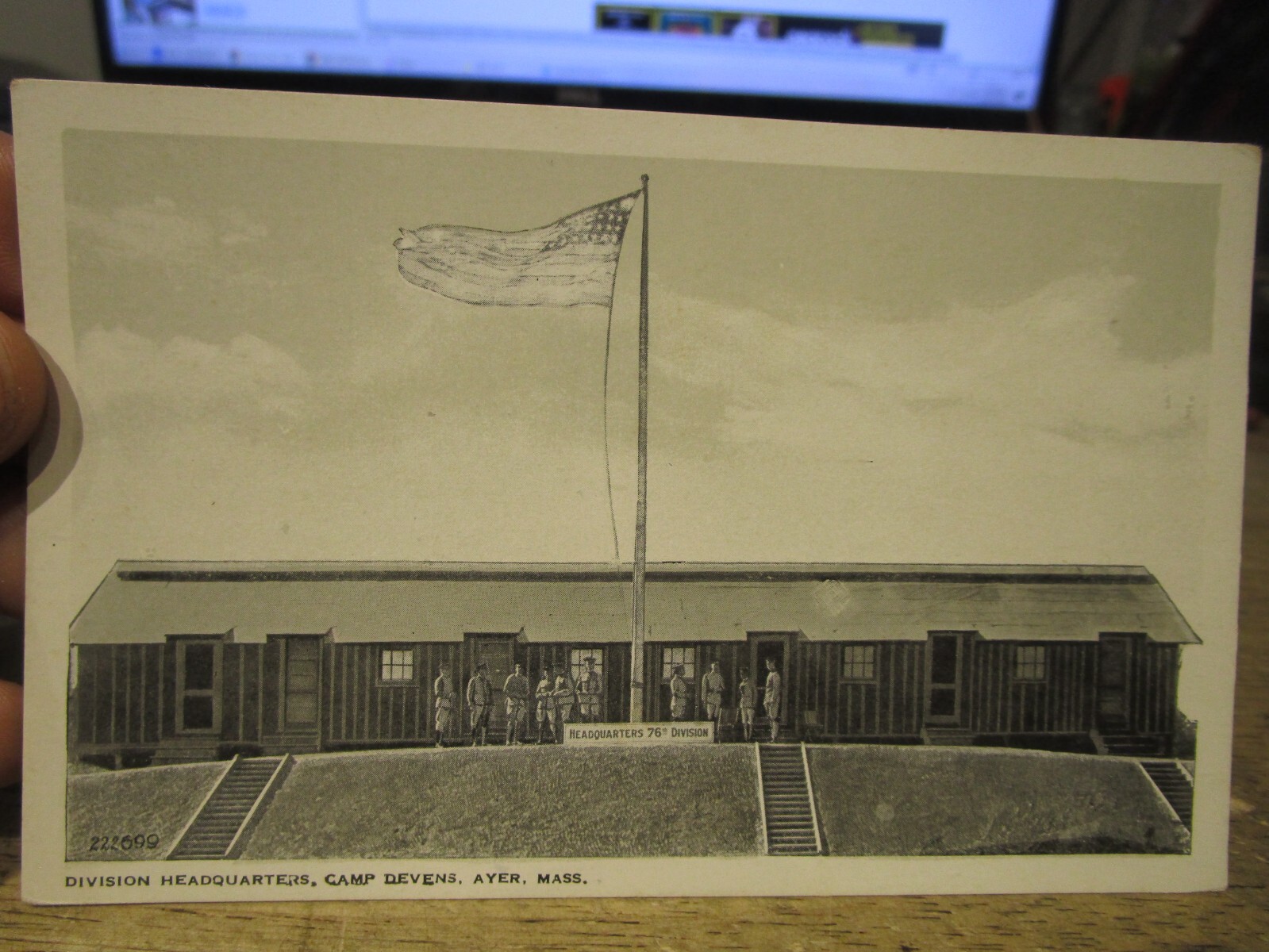 O9 Old MASSACHUSETTS Postcard Ayer Camp Devens Division Headquarters ...