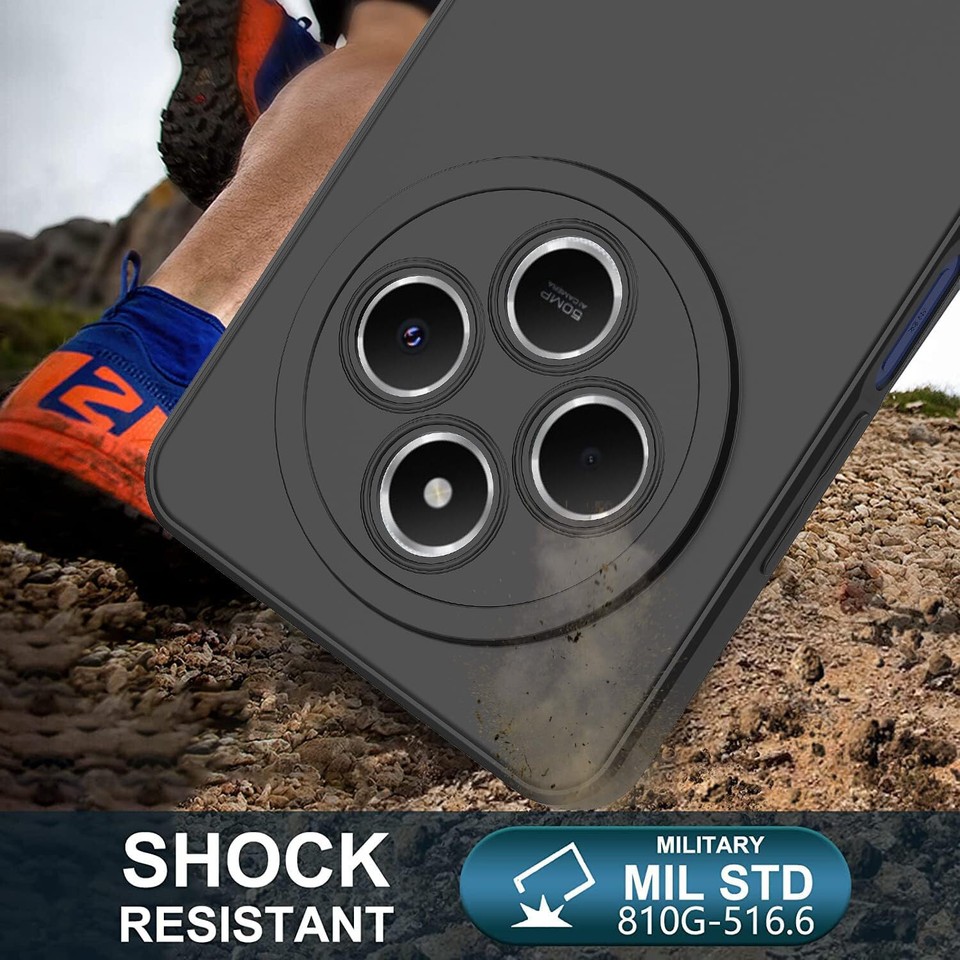 For Xiaomi Redmi 14C Case, Slim Silicone Gel Phone Cover Matte Black ...