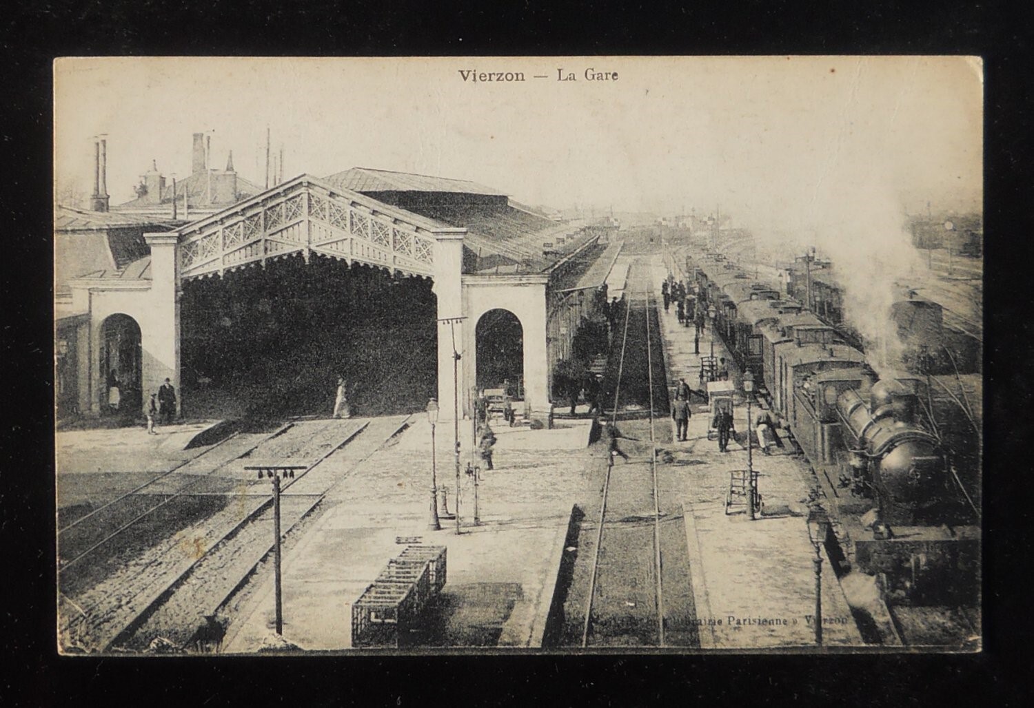 1900s La Gare Railroad Station Steam Engine Train Vierzon France Cher ...