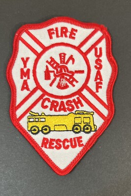 USAF Air Force YMA Fire Crash Rescue Shoulder Patch Fire Department FD ...