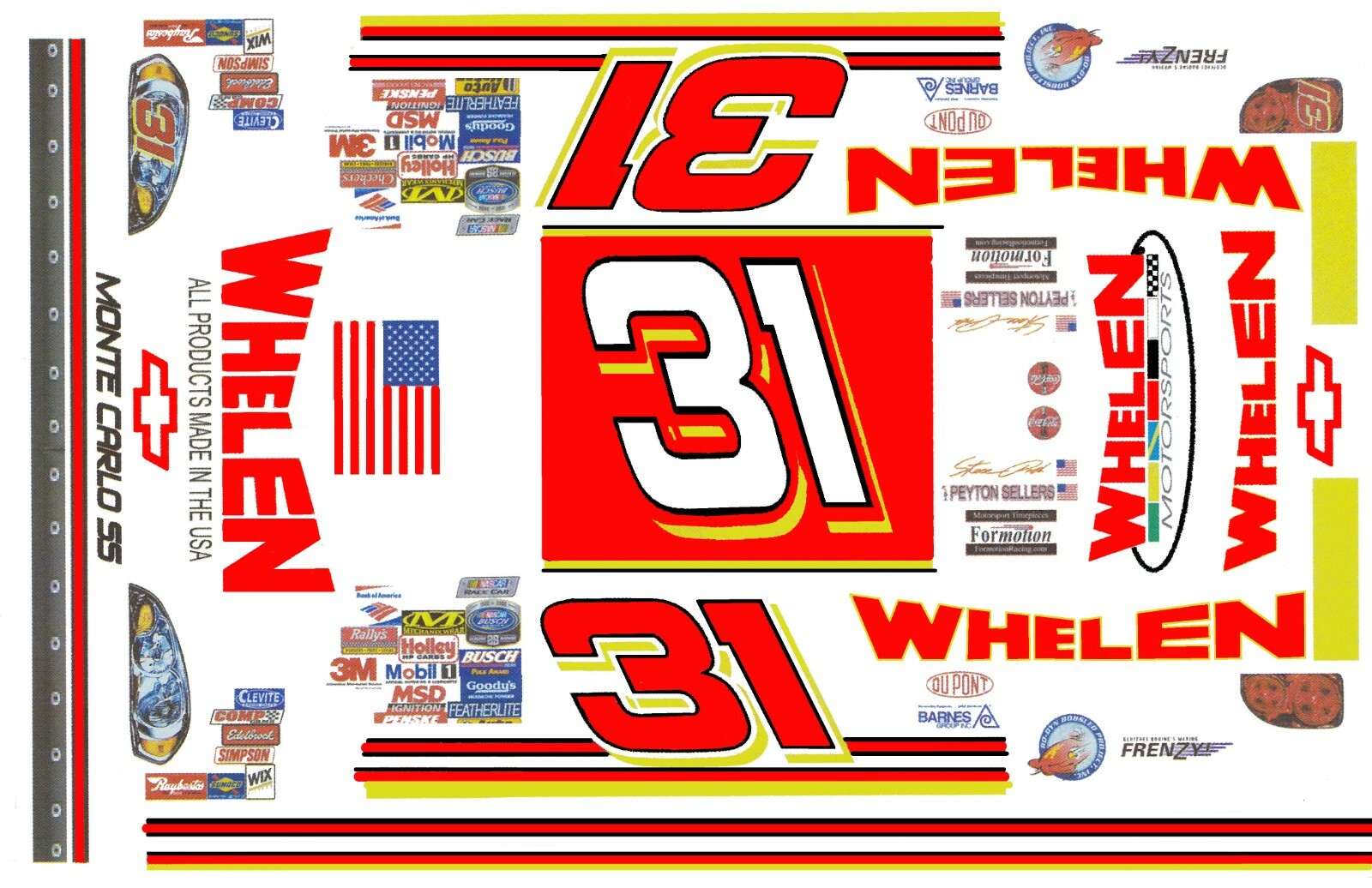#31 Steve Park Whelen Racing 1/32nd Scale Nascar Waterslide Decals | eBay