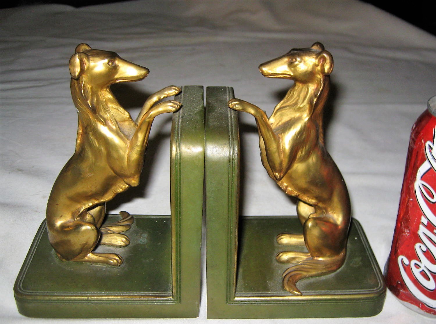 ANTIQUE LVA RONSON USA WHIPET GREYHOUND DOG ART STATUE SCULPTURE METAL ...
