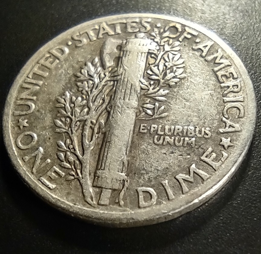 1944 P Mercury Dime no Mint Mark 90% Silver US Coin Philadelphia Mint ...