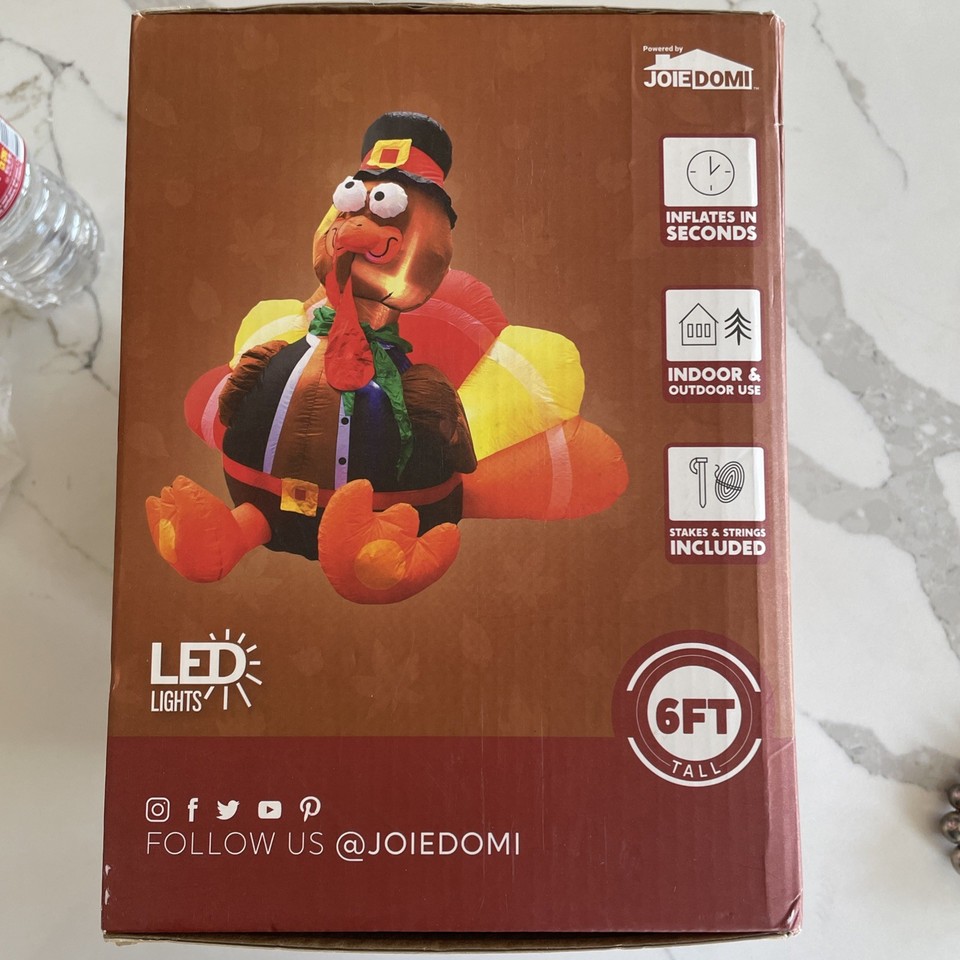 Joie Domi Multicolor 6ft Thanksgiving Inflatable Turkey Built-in LED Lights NEW | eBay