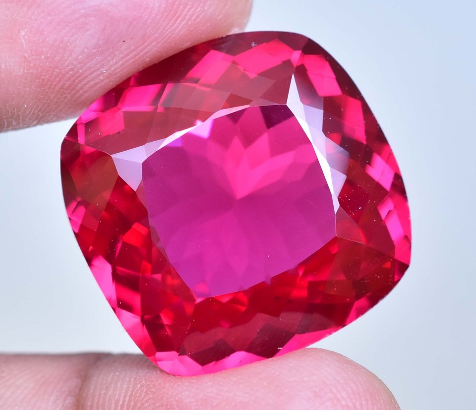 Flawless Natural Mogok Pink-Red Ruby 57.15 Ct Cushion Certified Loose ...