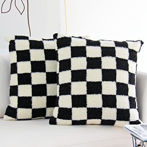 Decorative Throw Pillow Covers Luxury Style Checkerboard Pattern ...