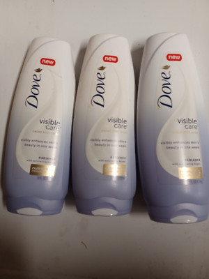 3 x Dove Visible Care Creme Body Wash Radiance W Exfoliating Beads 18 ...