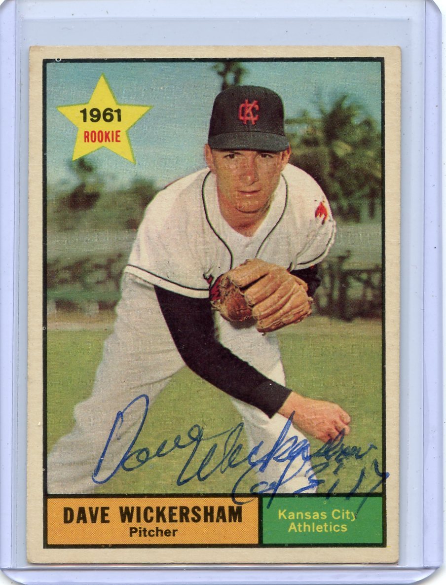 1961 TOPPS BASEBALL #381 DAVE WICKERSHAM AUTOGRAPH KANSAS CITY ...