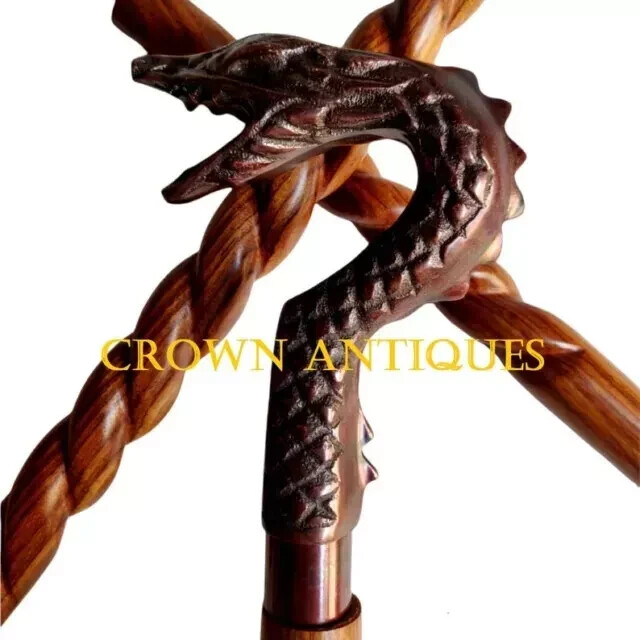 Dragon Head Handle Victorian Walking Stick Designer W… - Gem