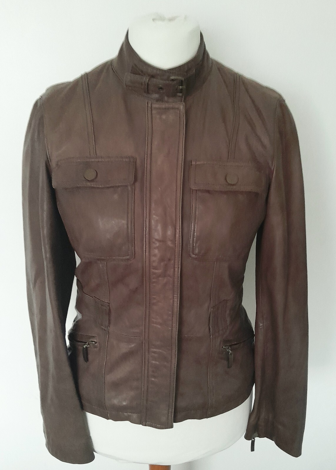 ROCHA JOHN ROCHA - Soft REAL LEATHER Distressed Jacket MID BROWN Size ...