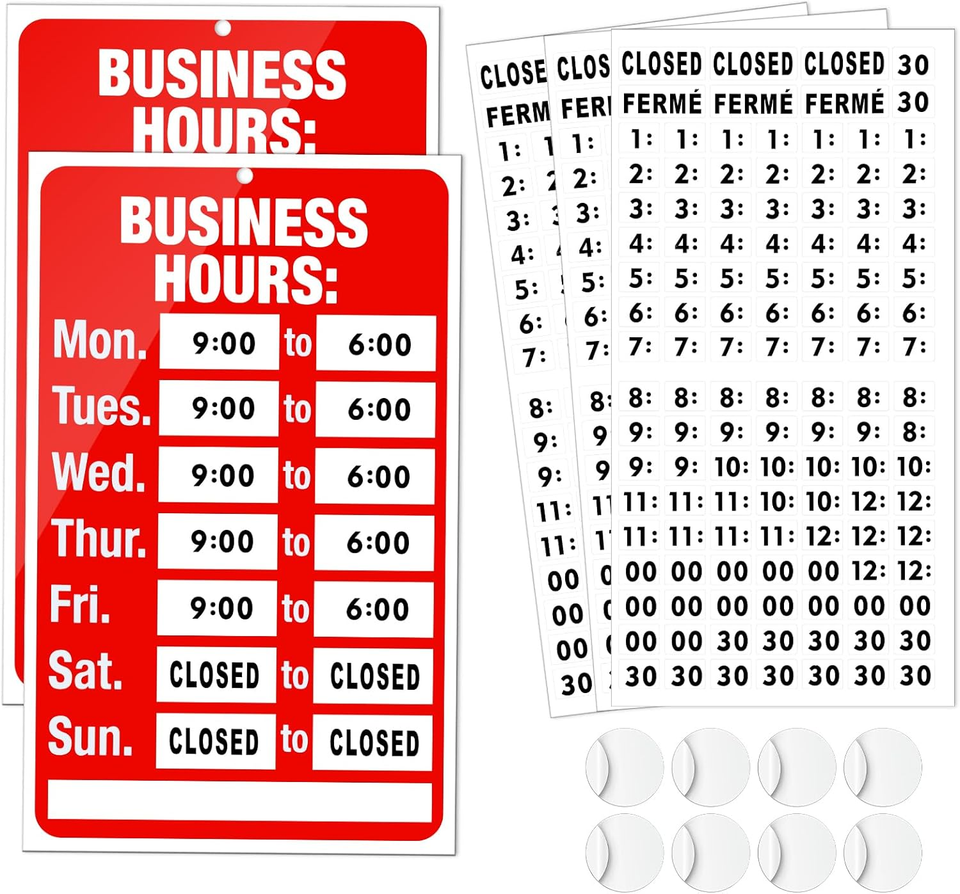 2 Piece Business Hours Sign, Open Hours Signs for Business Adjustable ...