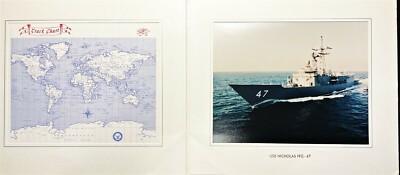 USS Nicholas FFG-47 US Navy presentation folder track chart/8x10 photo ...