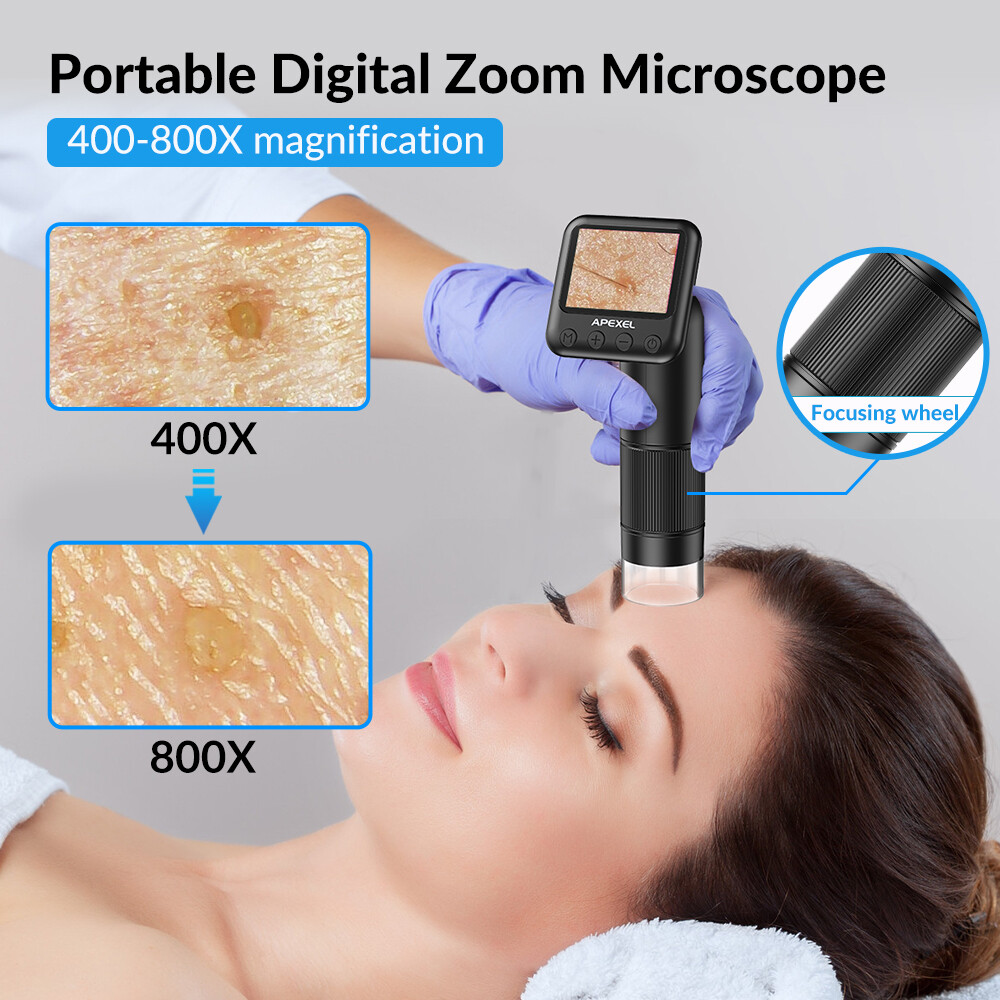 APEXEL Pocket Handheld Digital Microscope with Slide 800X Mini ...