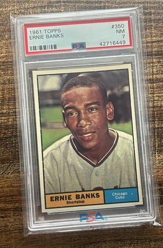 1961 Topps #350 Ernie Banks PSA 7 NM 🔥 Chicago Cubs 🔥 | eBay