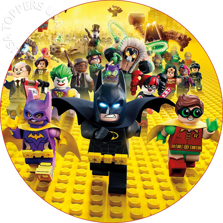 EDIBLE Lego Batman Movie Birthday Cake Topper Wafer Paper round 7.5 ...