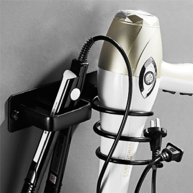 Wall Mounted Hair Dryer Stand Holder Hair Straightener Holder Storage ...