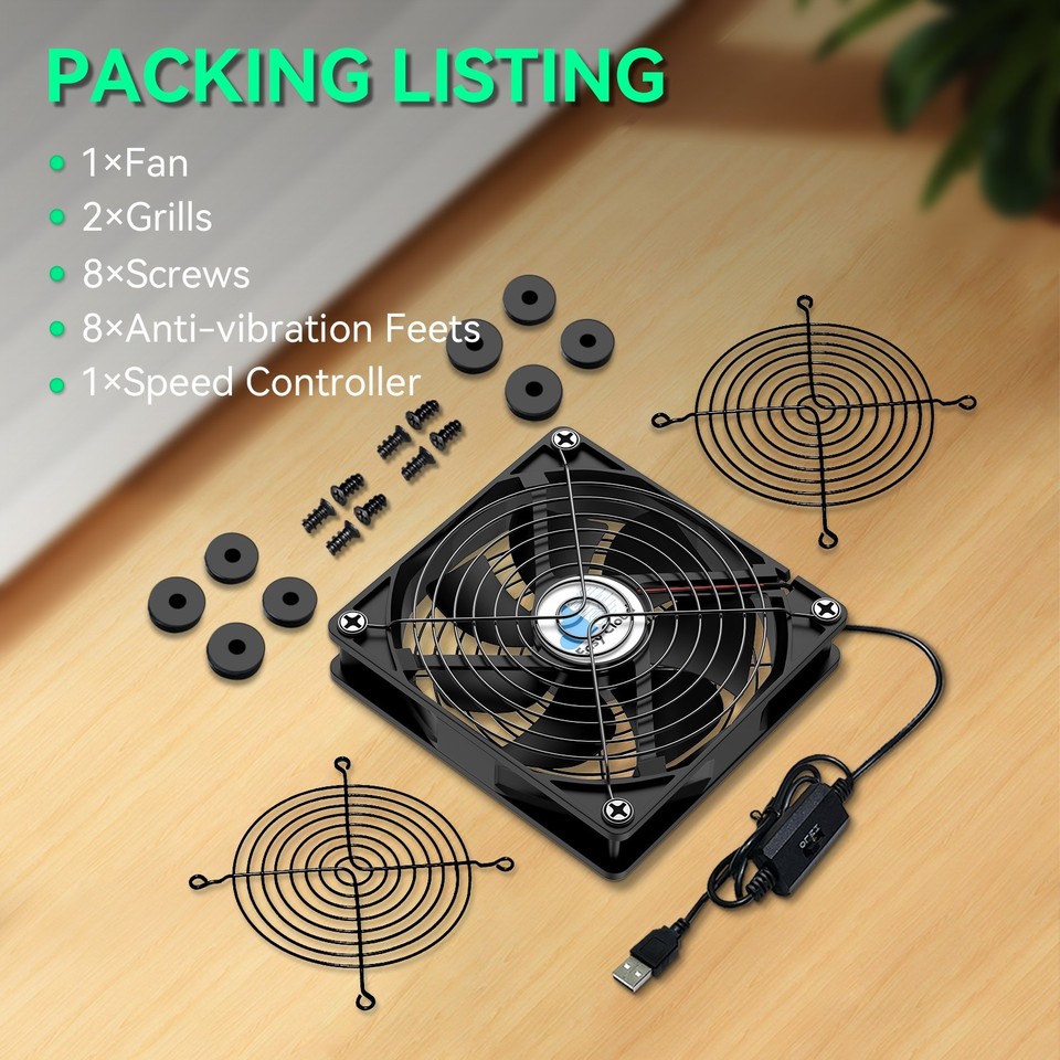 2Pack 120mm Small USB Computer Fan 3 Speed Case Fan For PC Cabinet ...