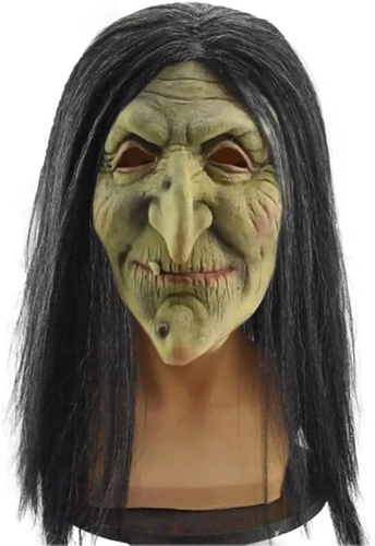 Old Woman Witch Mask Halloween Latex Scary Masks Adult Horror Long Hair ...