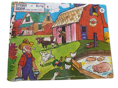 Vtg Fairchild Story Book Frame Tray Puzzle Farm Scene Animals Barn 59¢ ...