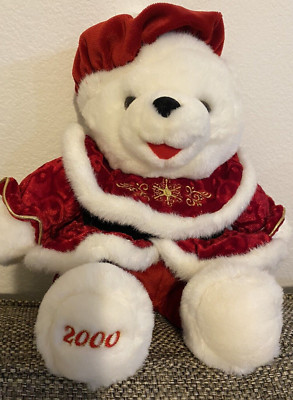2000 WalMART CHRISTMAS Snowflake TEDDY BEAR White Girl 12” Red/green ...