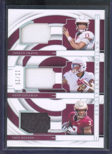 2024 National Treasures Jordan Travis Keon Coleman Trey Benson Triple ...
