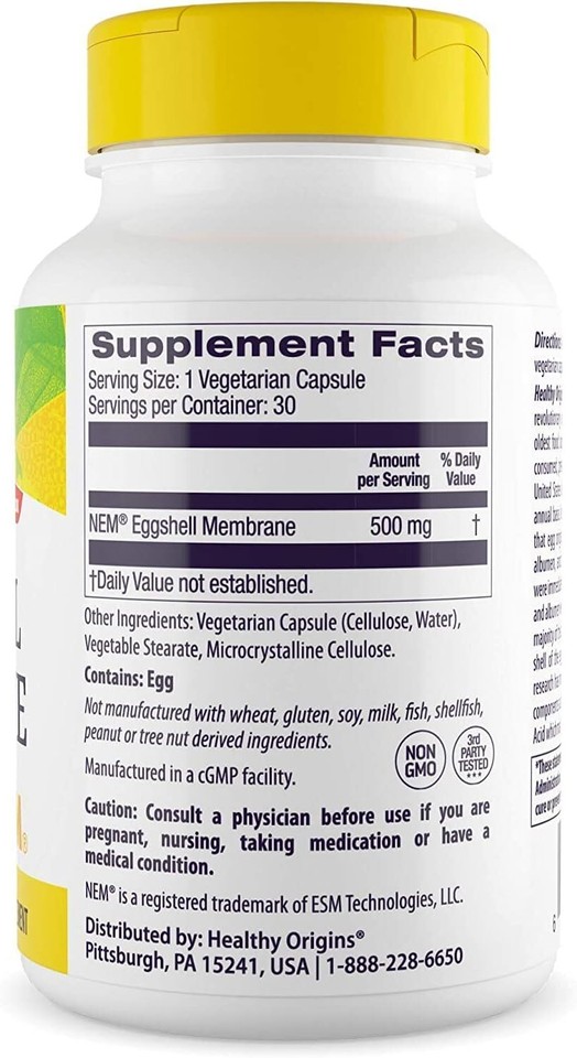 Eggshell Membrane (NEM), 500 Mg - Natural Collagen and Joint Support ...