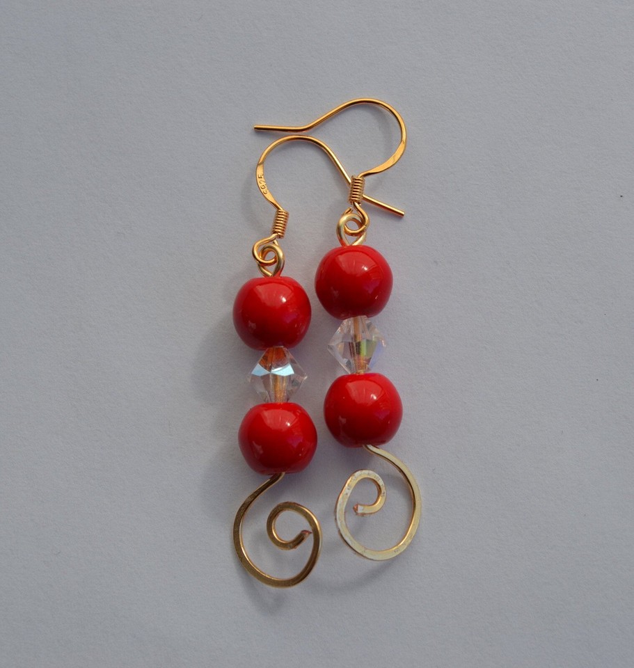 Handmade Red Magnesite Stone Gold Plated Sterling Silver Hammered ...