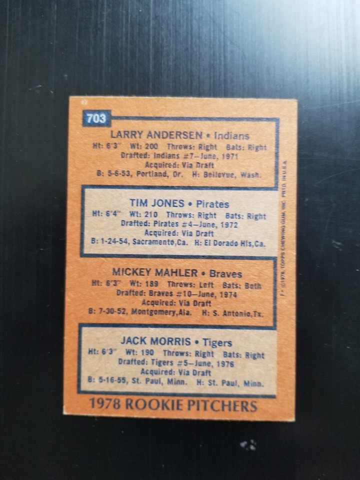 1978 topps #703 jack morris rookie card(ex). | eBay