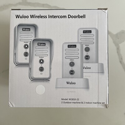 Wuloo 1/2Mile Wireless Intercom Doorbell Rechargeable Reciever Door ...