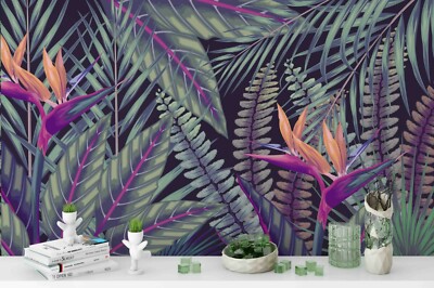 3D Floral Green Leaves Plant Self-adhesive Removable Wallpaper Murals ...