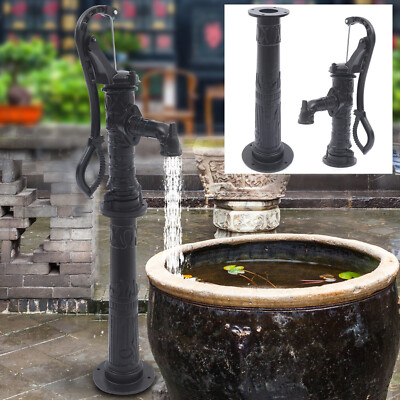 26Ft Retro Hand Crank Water Pump Boost Cast Iron Well Pump Raised Base ...
