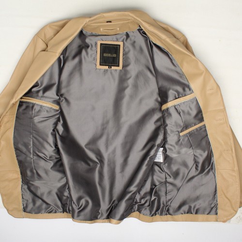 NWT Excelled Leather Jacket Mens XL Solid Tan 3 Button Blazer Sport ...