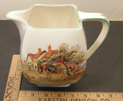 VINTAGE VILLAGE BLACKSMITH SANDLAND WARE POTTERY PITCHER LANCASTER ...