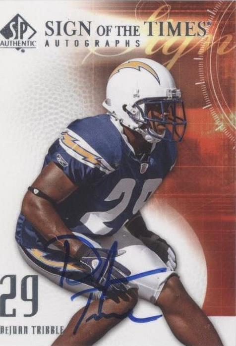 2008 SP Authentic - Sign of the Times DeJuan Tribble #SOT-DT (AU, RC ...