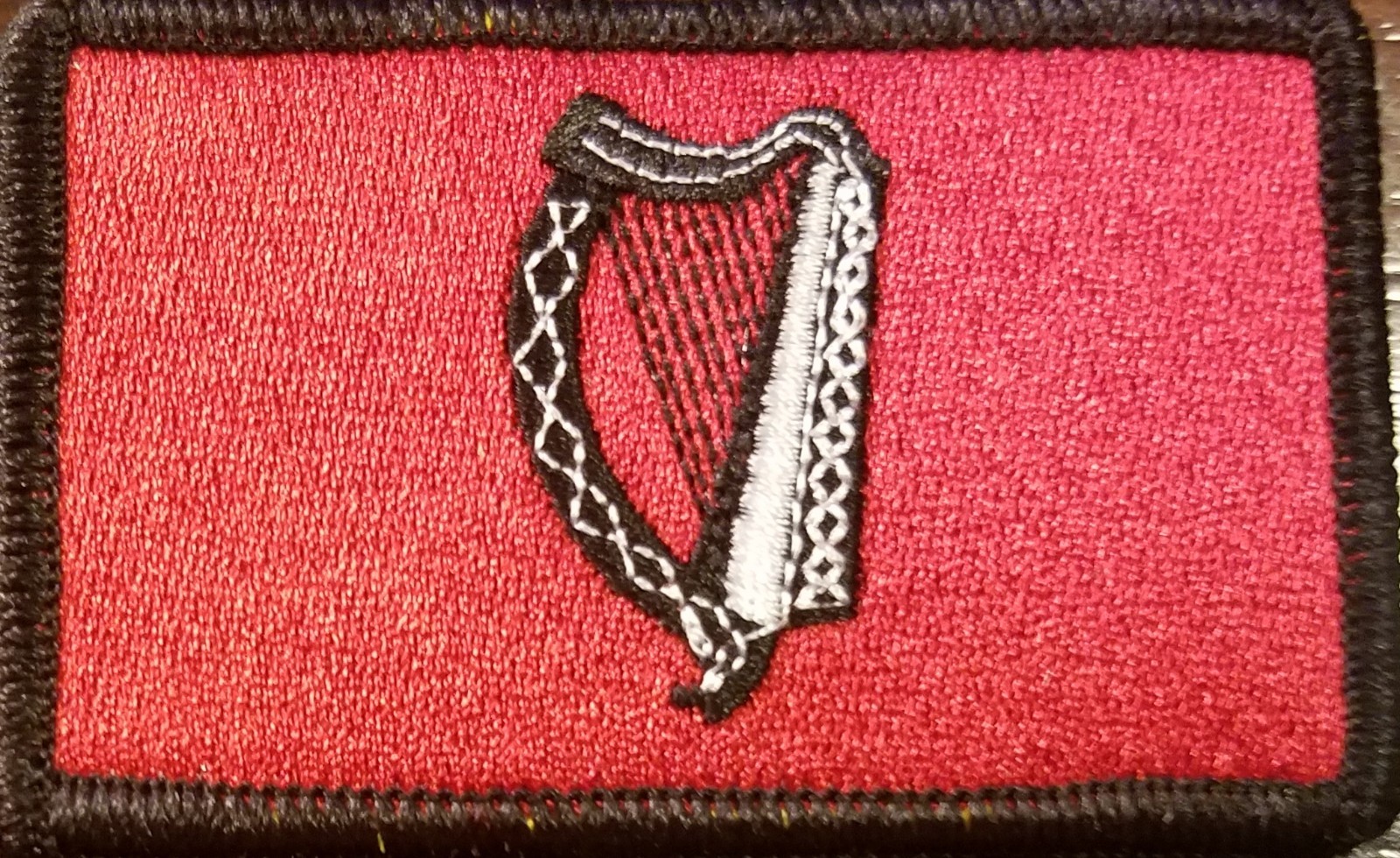 Irish Ireland Harp Flag Patch W/ VELCRO® Brand Fastener Red & Black ...