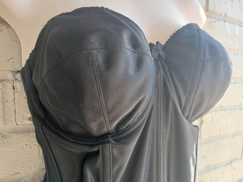 Elila 6421 Black Boned Underwire Strapless Longline Bra Size 38C | eBay