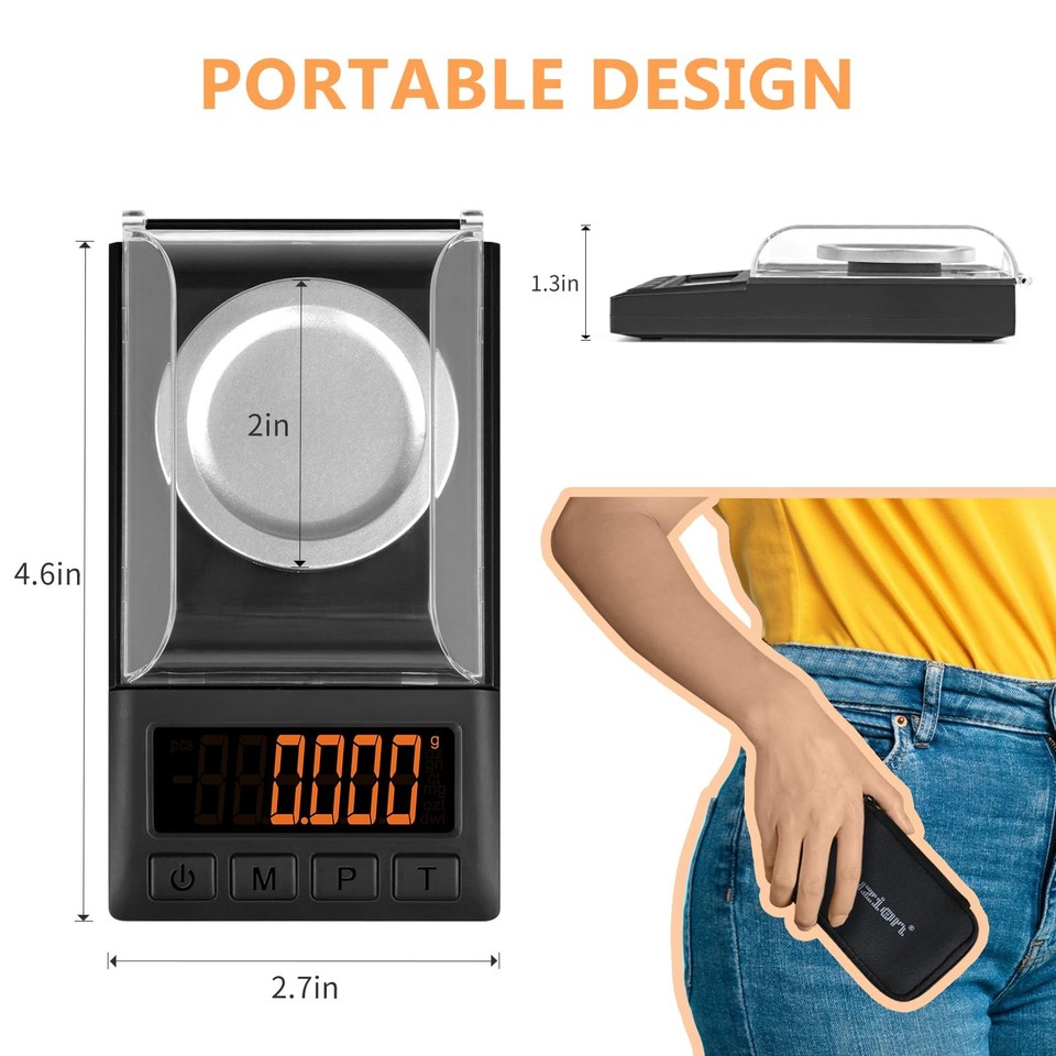 Milligram Scale 50g x 0.001g, Mg Scale with 9-in-1 Design - Micro Scale ...