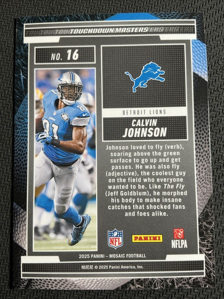 2025 Panini Mosaic Silver Mosaic Calvin Johnson Touchdown Masters #16 ...