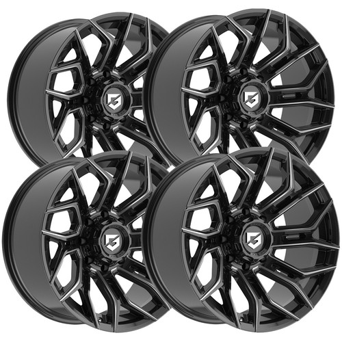(Set of 4) Gear Off-Road 776BM 20x9 8x6.5" +18mm Black/Milled Wheels ...