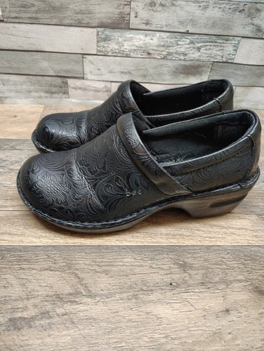 BOC Born Concept Peggy Black Floral Tooled Slip-On Clogs C45797 Shoes ...