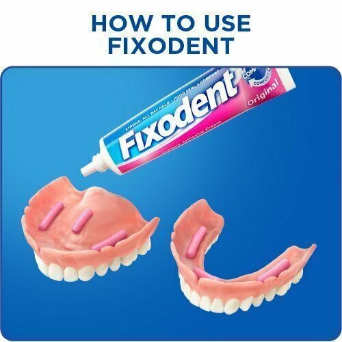 Fixodent Denture Adhesive Cream Sore Gum Relief All Day Hold 1.4 oz ...